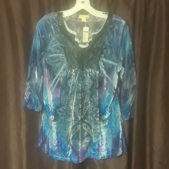 Unity World Wear | Tops | World Unity Soft Print Tunic Top Blue Purple ...
